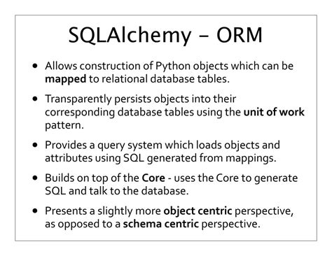 Introduction To Sqlalchemy And Orms Pgopen 2013 Speaker Deck