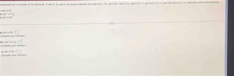 solved universal set u consists of 16 elements if sets a b and c