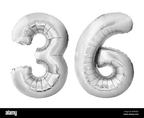 Number 36 Thirty Six Made Of Silver Inflatable Balloons Isolated On