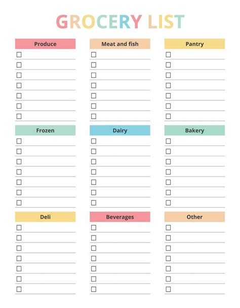 Grocery List With Colourful Design 47440756 Vector Art At Vecteezy