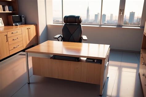 Premium Photo Office Conference Table Computer Desk Work Area