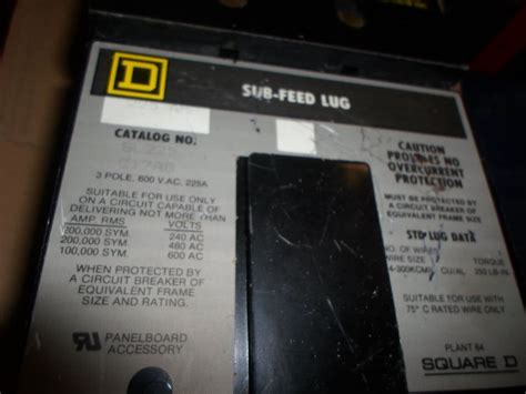 Square D I Line Sl225 Sub Feed Lug Unit