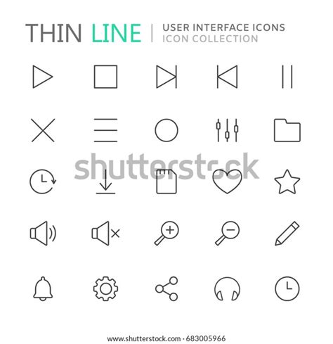 Collection User Interface Thin Line Icons Stock Vector Royalty Free 683005966 Shutterstock