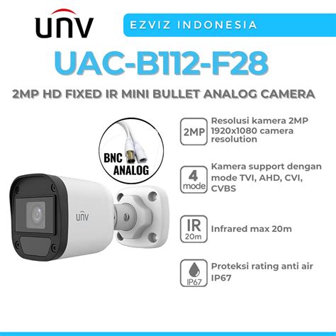 Jual UNIVIEW UAC B112 F28 UNV 2MP HD FIXED 4IN1 IP67 IR MINI BULLET ANALOG CAMERA Shopee Indonesia