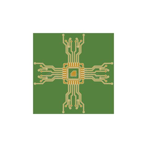 Flat Microelectronics Circuits Circuit Board Vector Green Background Stock Vector