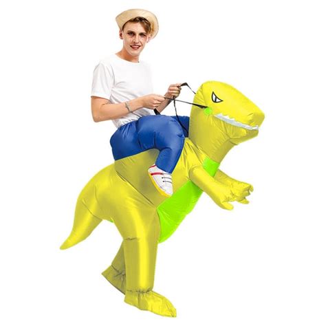 할로윈 공룡 팽창식 옷 폴리에스테 3d 만화 인형 의류 크기 S 80 120cm 노란 공룡