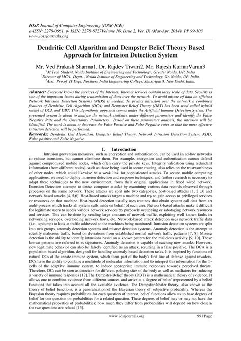 pdf dendritic cell algorithm and dempster belief theory based approach for intrusion detection