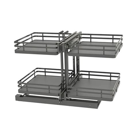 REV A SHELF INC 18 Steel Two Tier Blind Corner Organizer With Soft Close Orion Gray Rev A Shelf