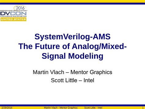 Pdf Systemverilog Ams The Future Of Analogmixed Signal Modeling