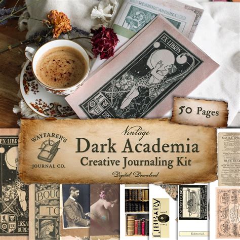 Dark Academia Journal Paper Vintage Ephemera Printable Scrapbook