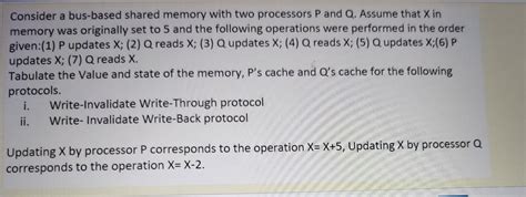 solved consider a bus based shared memory with two
