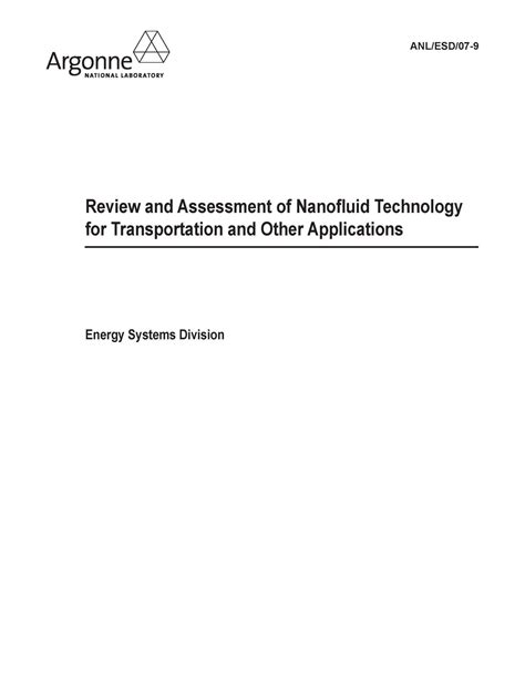 Review And Assessment Of Nanofluid Technology For Transportation And