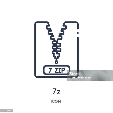 Ikon Linear 7z Dari Koleksi Kerangka Tipe File Vektor Garis Tipis 7z