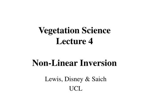 Ppt Vegetation Science Lecture 4 Non Linear Inversion Powerpoint