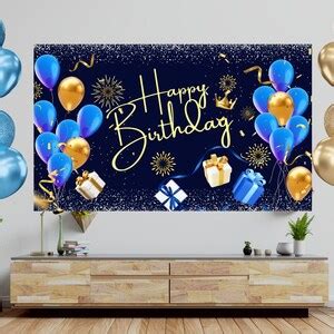 Happy Birthday Banner Blue Theme Etsy