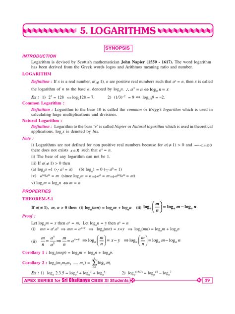 Logarithms Level I Pdf Logarithm Arithmetic