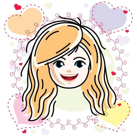 Premium Vector Cute Girls Face Human Head Vector Blonde Character