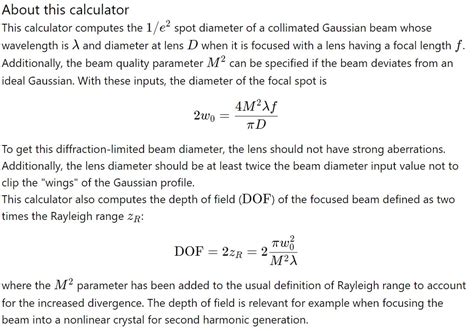 Laser Beam Diffraction Limit Spot Size The Best Picture Of Beam