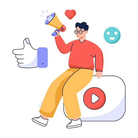 인플루언서 평면 벡터 일러스트 레이 션 프리미엄 벡터