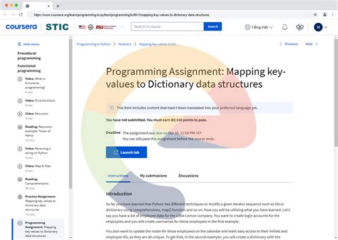 Programming Assignment Mapping Key Values To Dictionary Data Structur