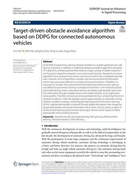Ddpg For Obstacle Avoidance Pdf Artificial Neural Network Applied Mathematics