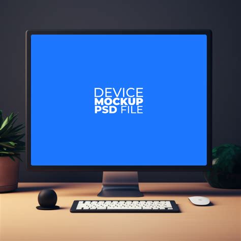 Computer Monitor Mockup On Desk Ai Generative 34446044 Psd