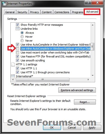 Windows Explorer Autocomplete Turn On Or Off Tutorials