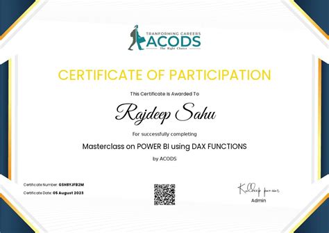 Certificate Of Completion Masterclass On Power Bi Rajdeep Sahu