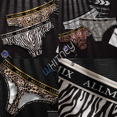 กางเกงในจีสตริงผู้ชาย G String มีเป้า ลายเสือ Allmix สุด Sexy ผ้า