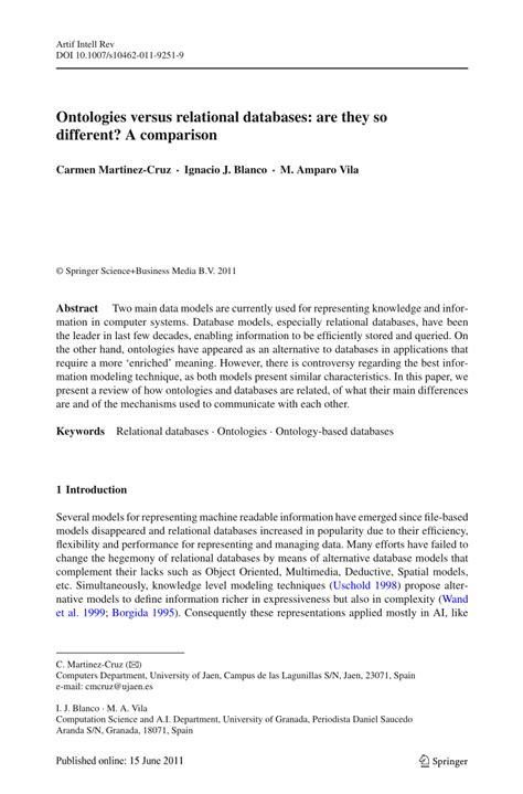 Pdf Ontologies Versus Relational Databases Are They So Different A