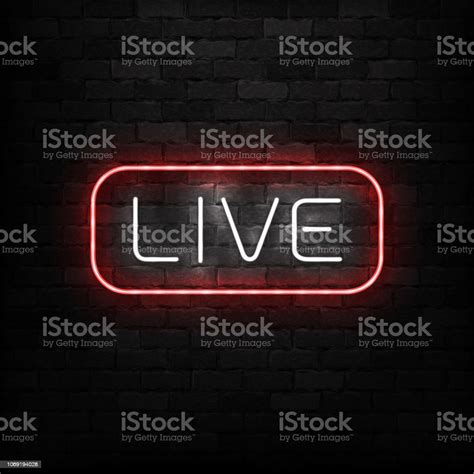 현실적인 벡터 고립 벽 바탕에 장식 라이브 로고의 네온 사인 팟캐스트와 라디오의 개념입니다 Live Event에 대한 스톡 벡터 아트 및 기타 이미지 Istock