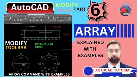 Autocad Tutorial Modify Toolbar Array Command Part 6 Youtube 3dsmax Autocadtutorial