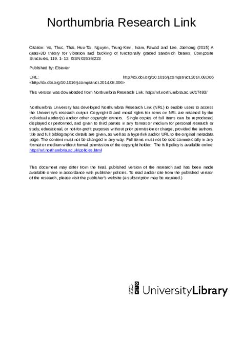 Pdf A Quasi 3d Theory For Vibration And Buckling Of Functionally Graded Sandwich Beams