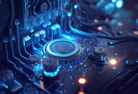 Blue Circuit Board With Processor Computer Circuit Board Blue Circuit Board Stock Illustration