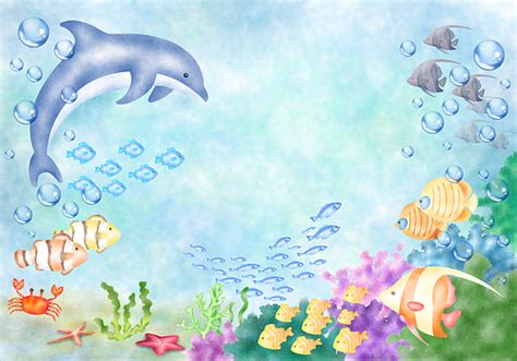 다양한 바다 물고기 바다 생물체와 열대어가 있는 바닷속 풍경 컨셉의 손그림 일러스트다양한 바다 물고기 바다 생물체와 열대어가 있는 바닷속 풍경 컨셉의 손그림 일러스트