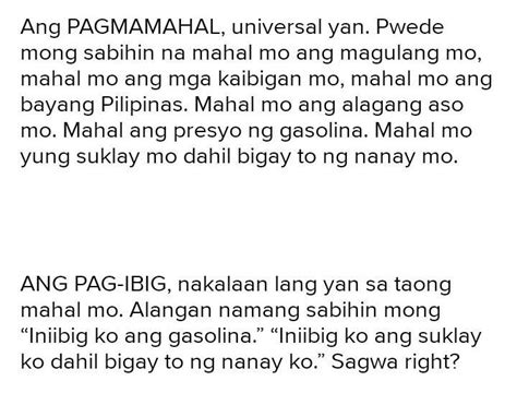 What Is Difference Between Pagmamahal At Pag Ibig Brainly Ph
