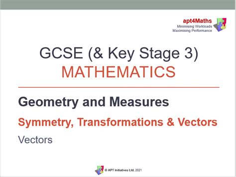 Apt4maths Vectors Powerpoint For Gcse Maths 10 Of 10 On Symmetry Transformations And Vectors