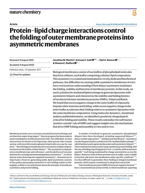 Pdf Proteinlipid Charge Interactions Control The Folding Of Outer Membrane Proteins Into