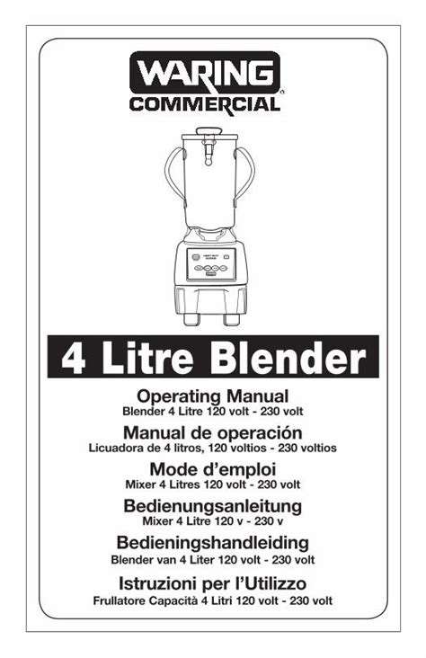 PDF 4 Litre Blender 2019 05 13 4 Litre Blender Operating Manual Blender 4 Litre 120 Volt