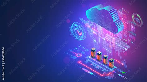Cloud Computing Technology Concept Digital Cloud Hover Over World Map Cloud Storage In Data