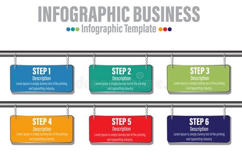 Six Rectangle Timeline Steps Or Option Workflow Infographic Plan Concept Design Vector With