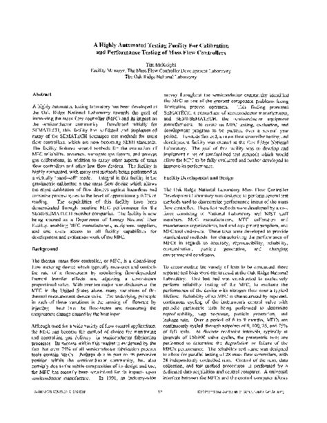 Pdf A Highly Automated Testing Facility For Calibration And