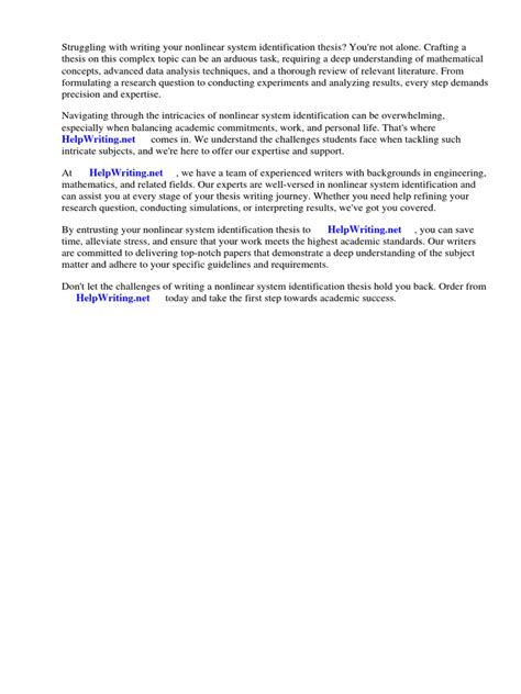 Nonlinear System Identification Thesis Pdf