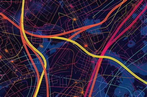 Colorful Lines And Routes Overlay A Stylized Map Illustrating Connectivity And Navigation For