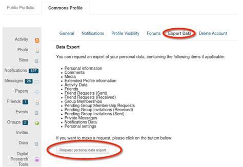 Export Personal Data Help