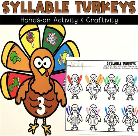 Syllable Turkey Sort Phonological Awareness Craft Pre K