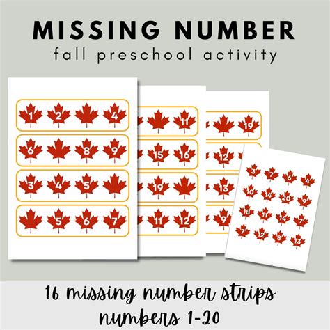 Missing Number Sequence Activity For Kindergarten Math Fall Learn To Count Activity Numbers 1 20
