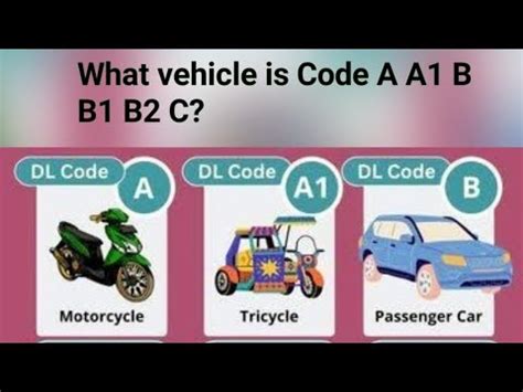 Mga Sasakyang Naaayon Sa Mga Driverse License Code A A1 B B1 B2 C