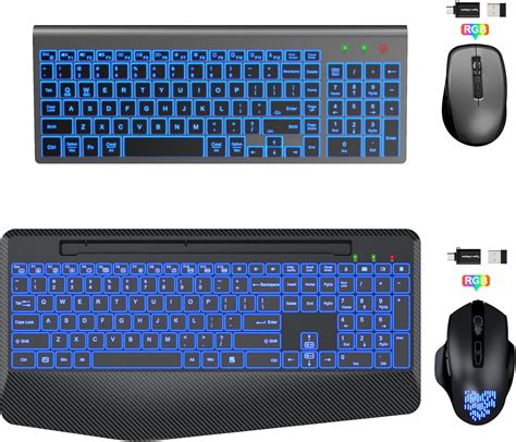 Sablute 2 Pack Wireless Keyboard And Mouse Combo With Backlit Silent Light Up Keys