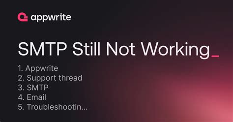 Smtp Still Not Working Threads Appwrite